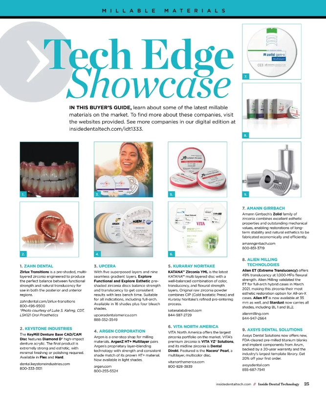 Showcase of Millable Materials | Inside Dental Technology