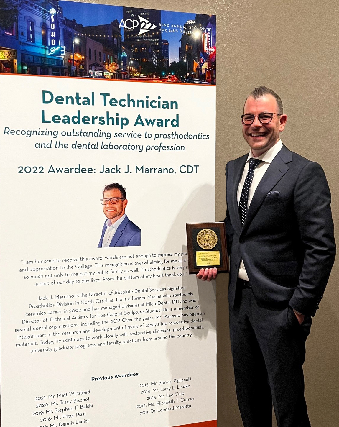 Marrano Earns ACP Award | Inside Dental Technology